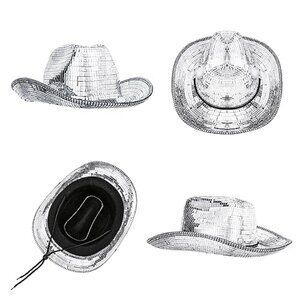 Accessories | Mirrored Disco Cowboy Hat Sparkly Y2k Retro Cosplay Party ...